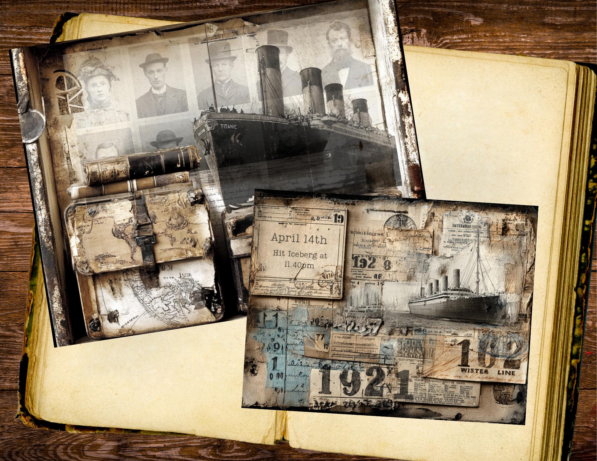 Titanic Printable Papers Junk Journal, Numbers Industrial Grunge Junk ...