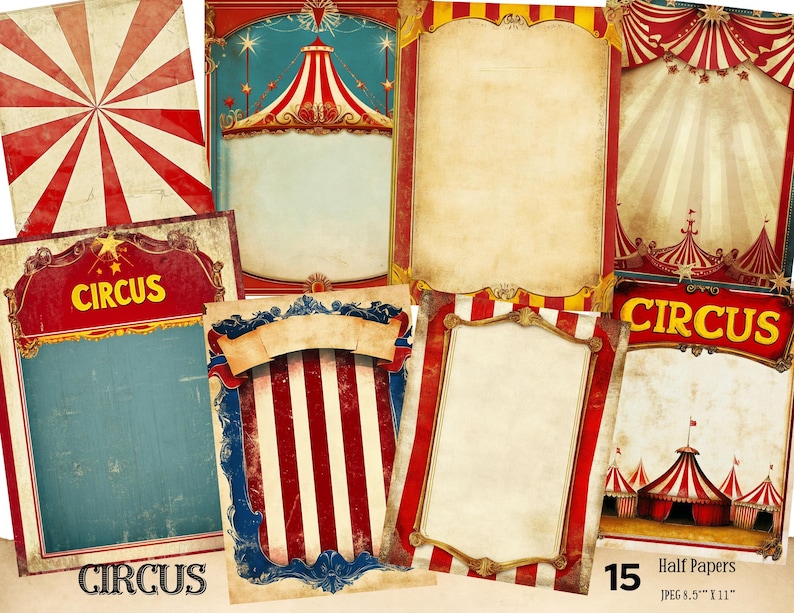 Victorian Vintage Circus, Circus Digital Paper, Circus Background Paper ...