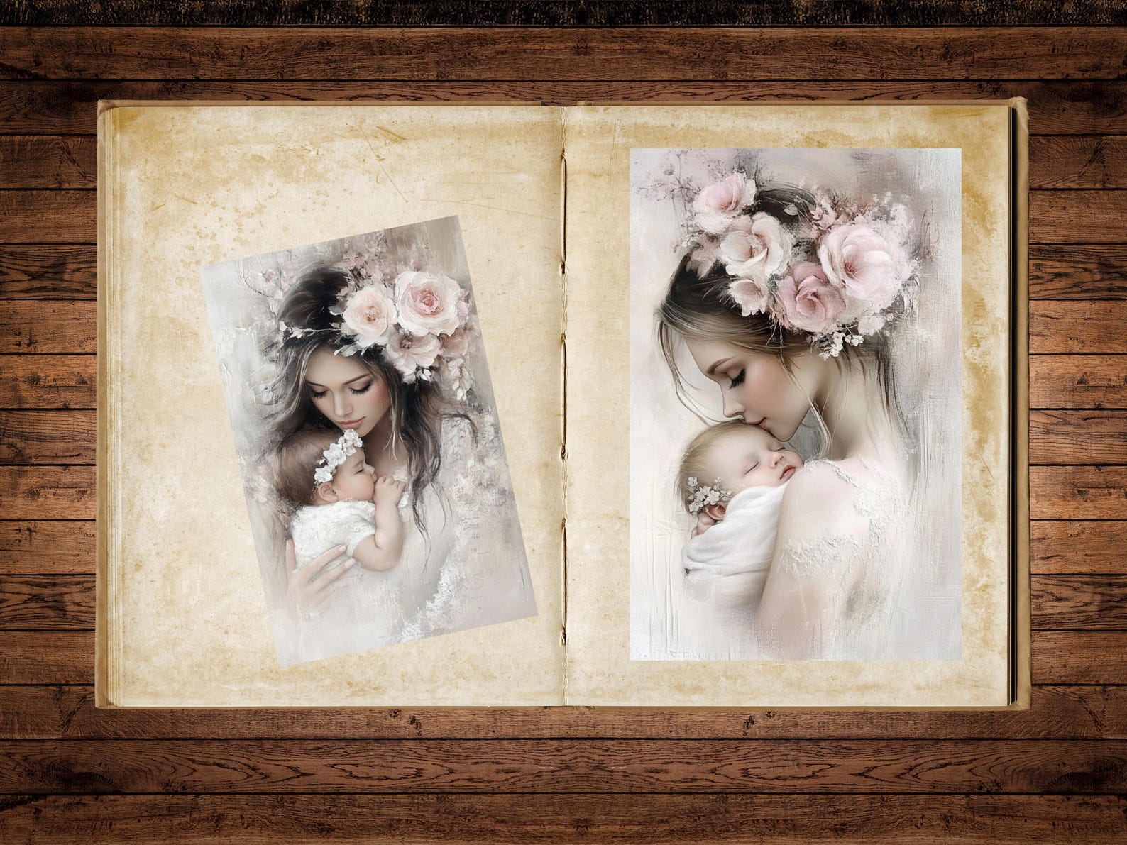 Baby Junk Journal Pages, Digital Scrapbook Paper Kit, New Baby ...