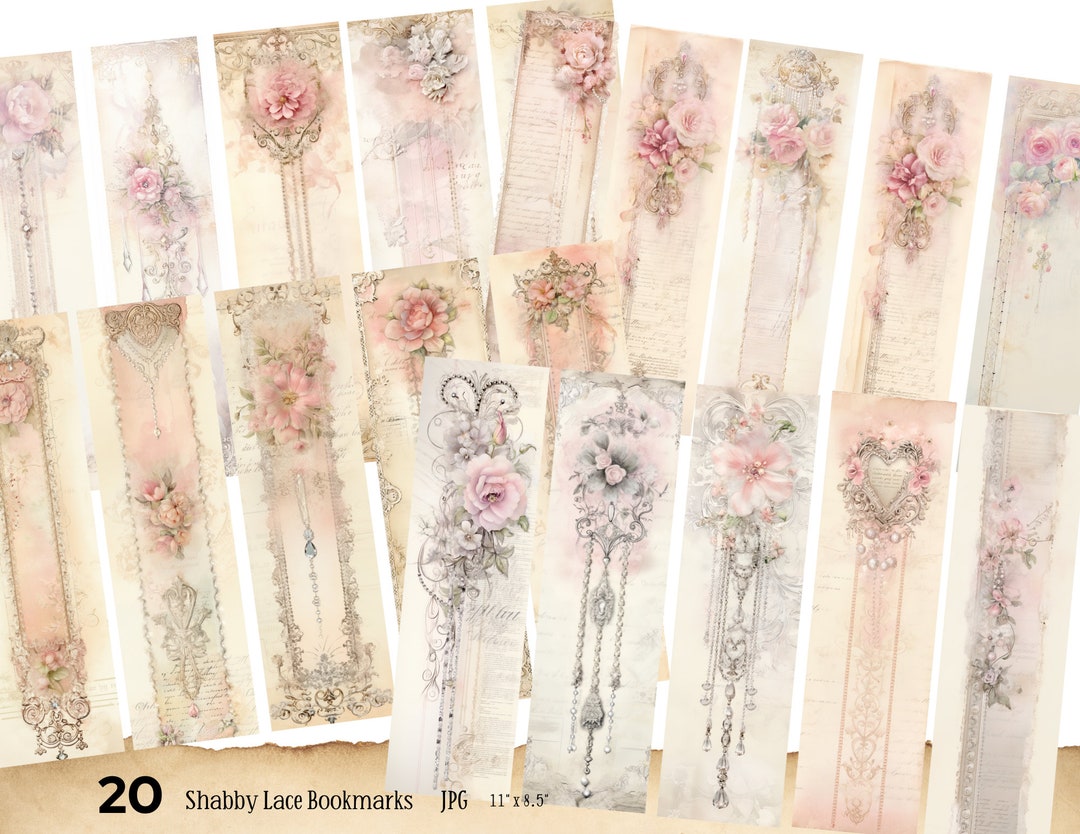 20 Vintage Lace Watercolour Printable Bookmarks, Digital Download ...