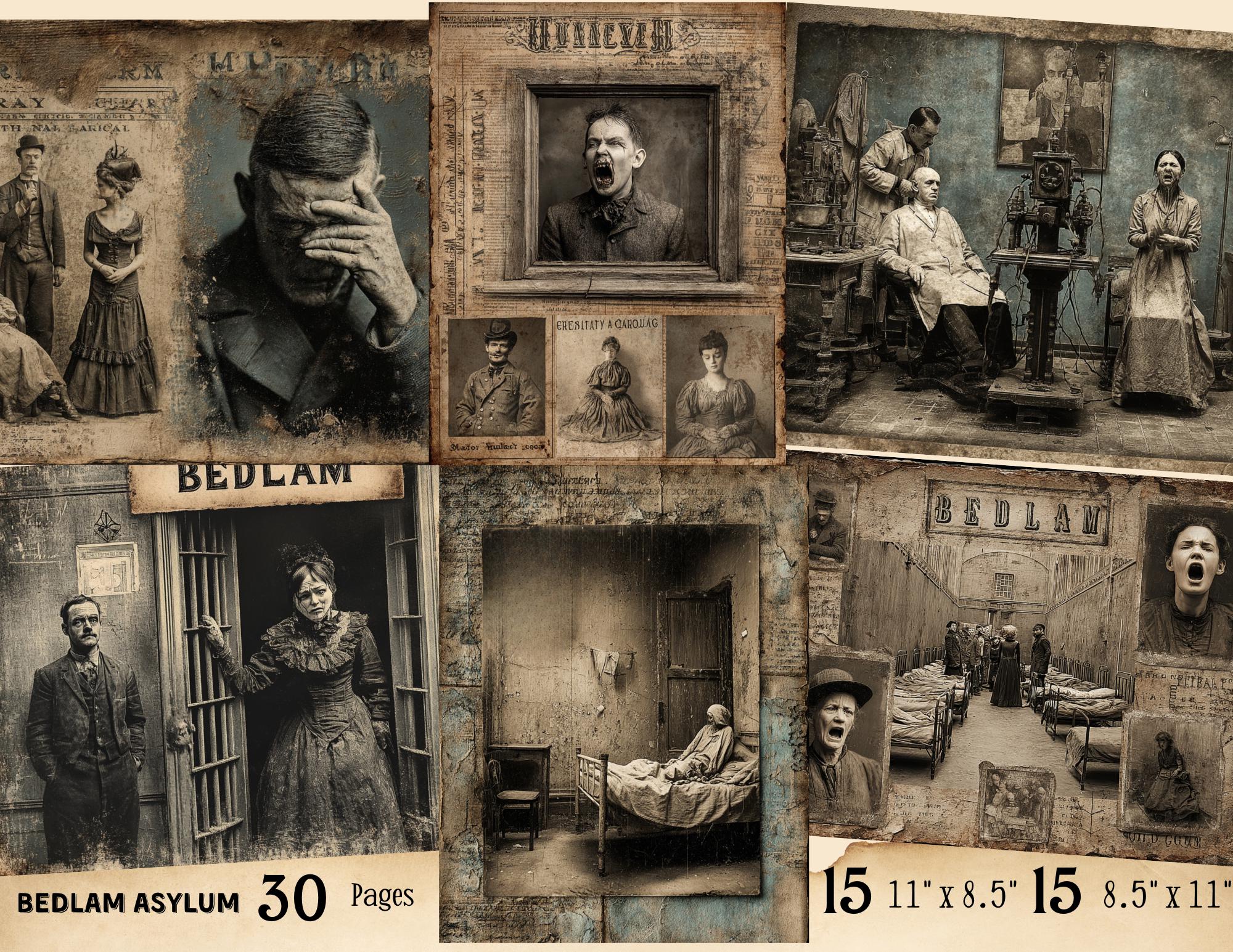 Gothic Horror Printable Papers Junk Journal, Mad House Asylum Printable ...