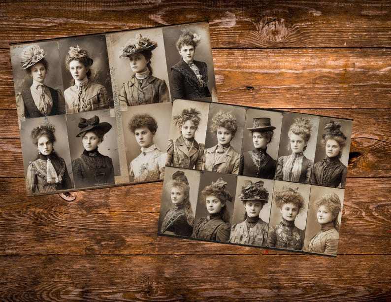 Vintage Portrait Photography Ephemera, Scrapbook Paper Digital Download ...