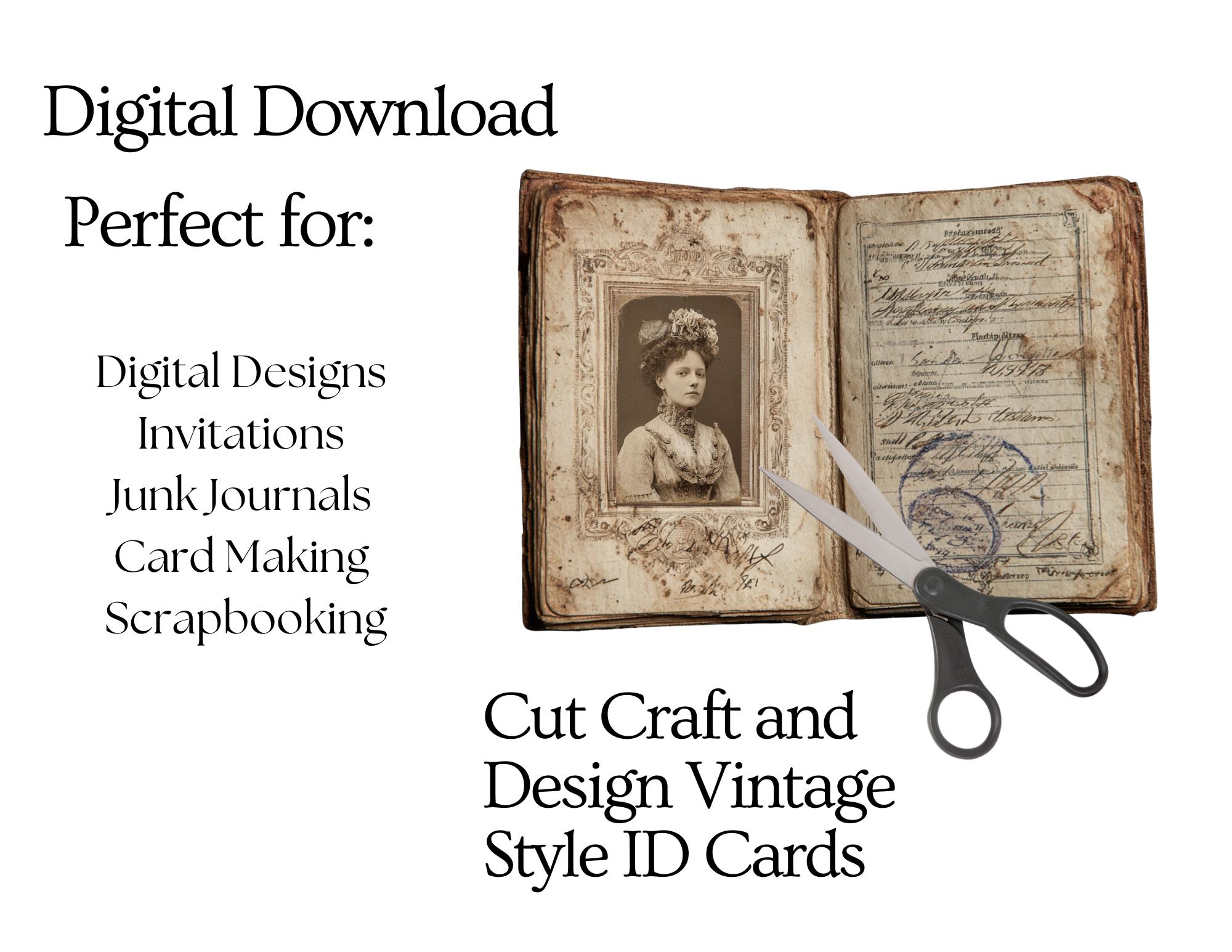 Vintage Portrait Photography Ephemera, Scrapbook Paper Digital Download ...