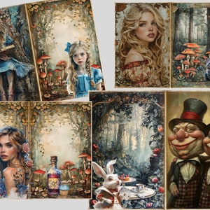 Alice in Wonderland Junk Journal Kit, Printable Scrapbook Papers ...