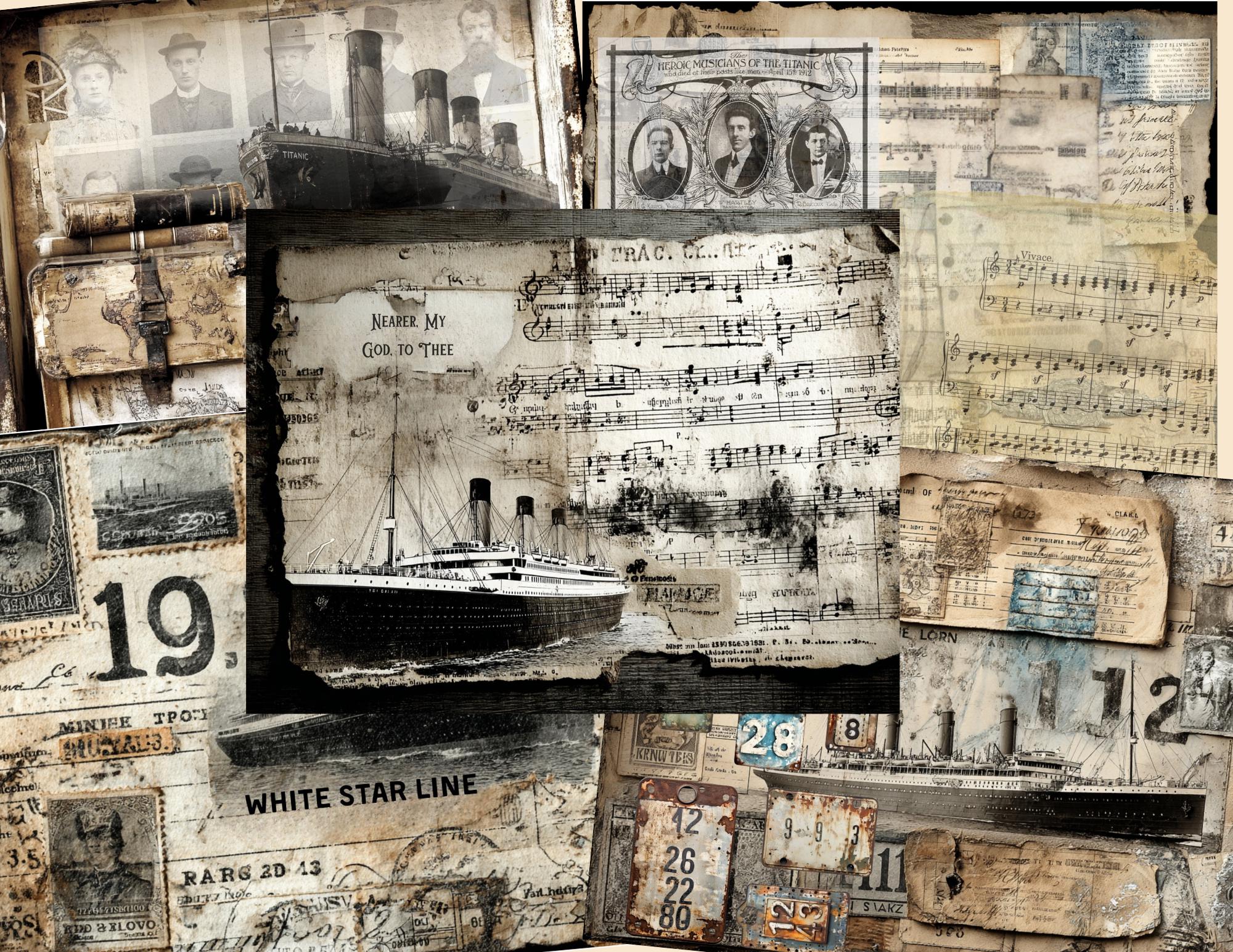 Titanic Printable Papers Junk Journal, Numbers Industrial Grunge Junk ...