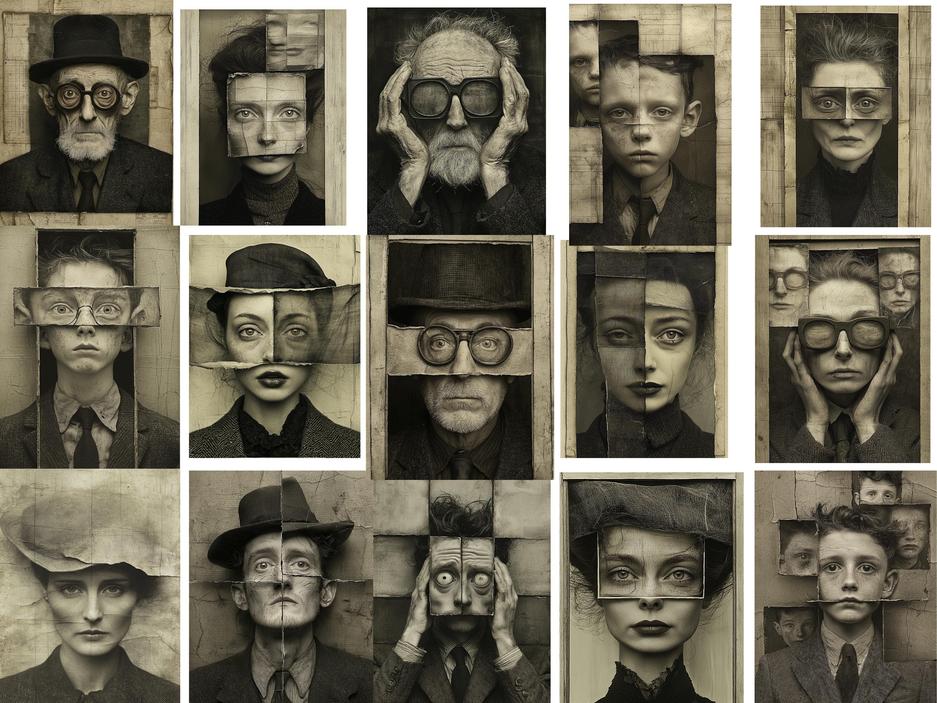 Vintage Photo Collection Distorted Quirky Black and White 25 Half ...