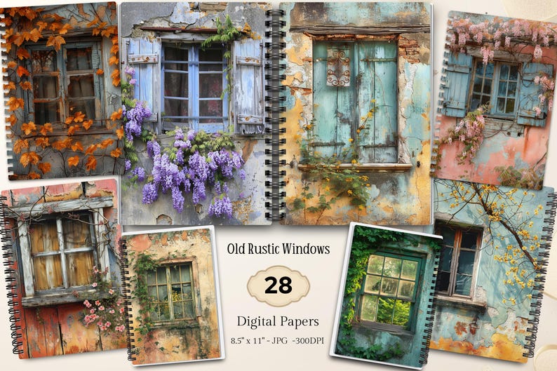 Rustic Windows Background Papers Abandoned Buildings, Junk Journal Kit ...