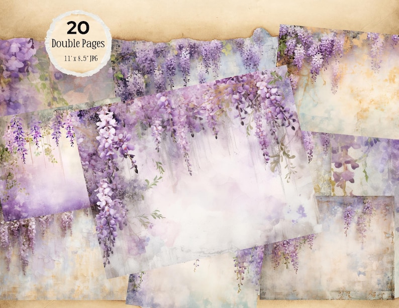 Wisteria Junk Journal Kit Vintage Floral Beautiful Journal Digital ...