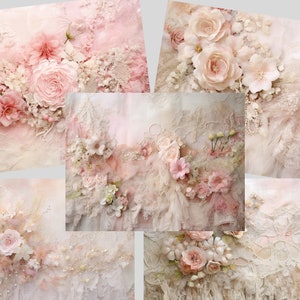 Vintage Lace Junk Journal, Printable Antique Pages Pink Flowers and ...