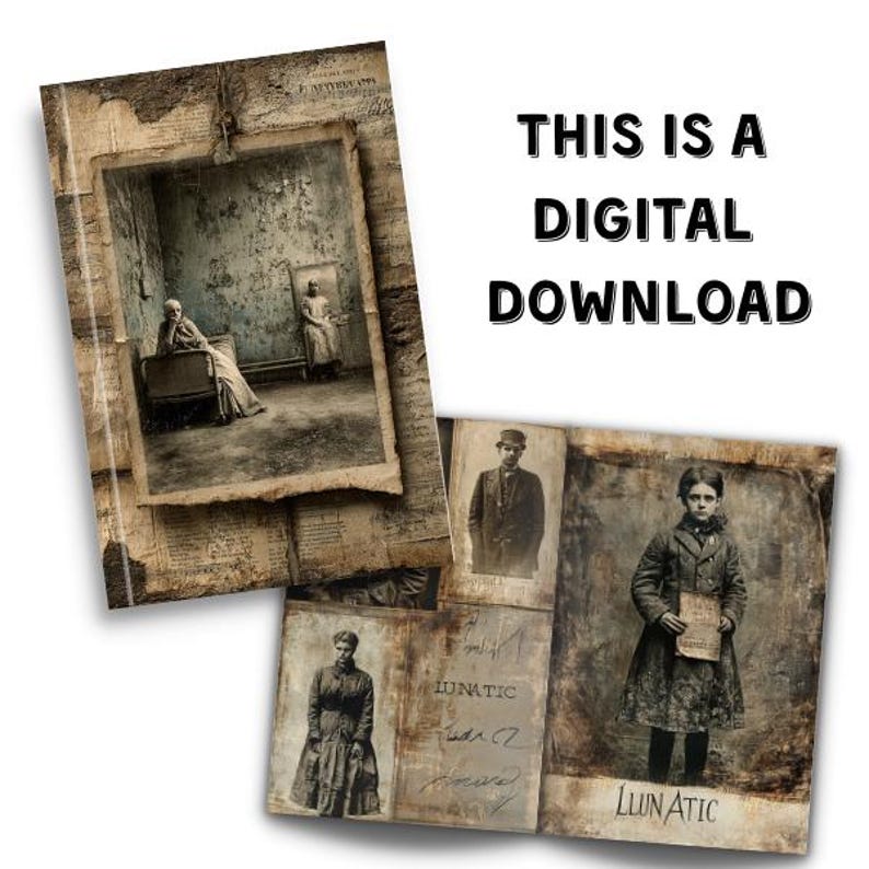 Gothic Horror Printable Papers Junk Journal, Mad House Asylum Printable ...
