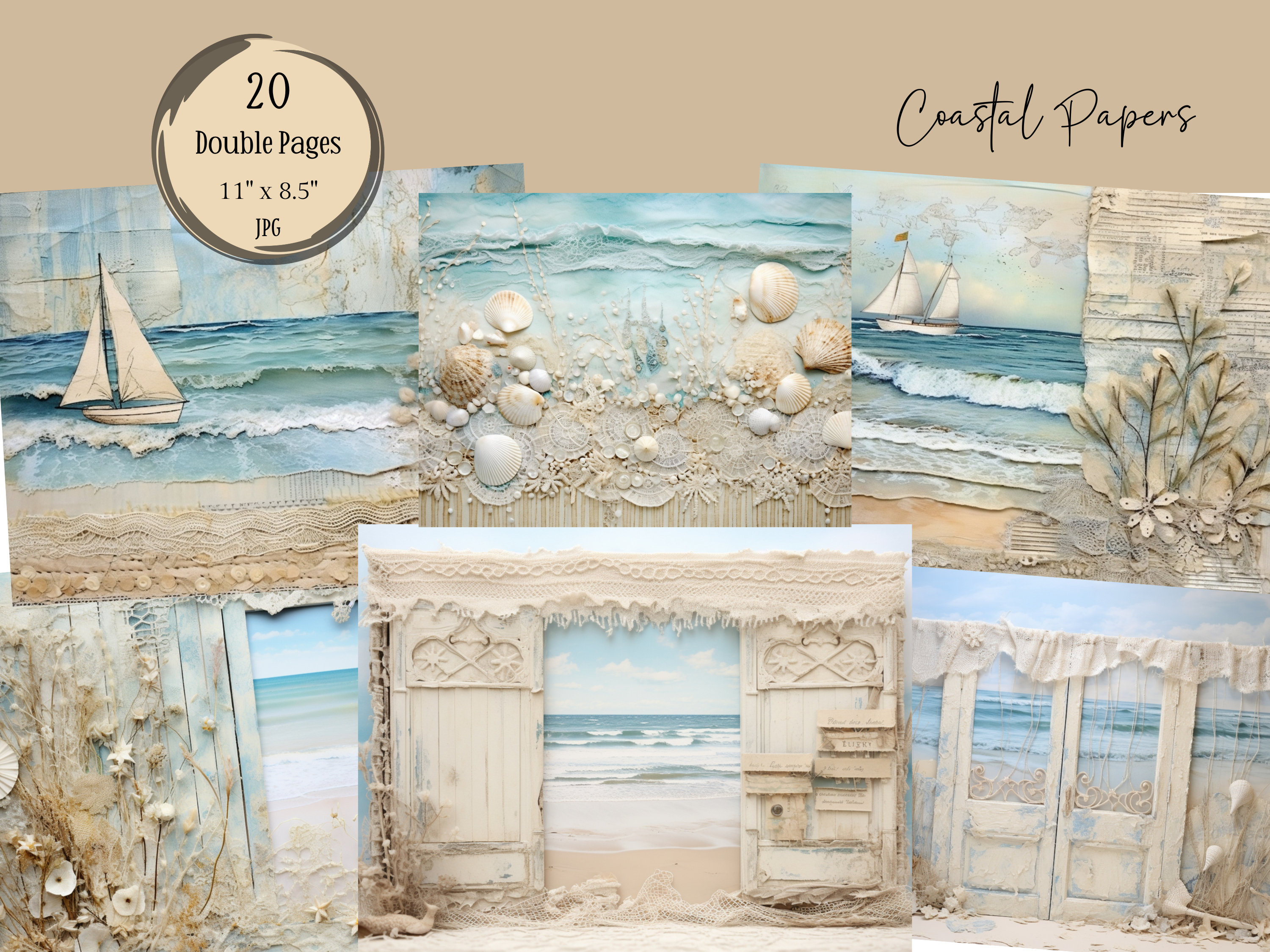 Coastal Junk Journal Kit, Coast Journal Pages, Papers, Beach Ephemera ...