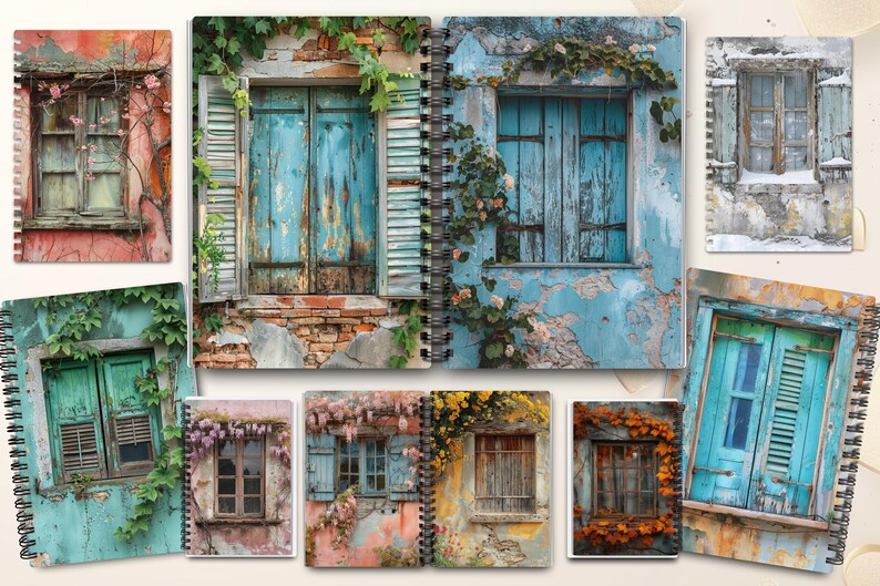 Rustic Windows Background Papers Abandoned Buildings, Junk Journal Kit ...
