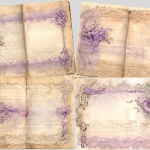 Vintage Lace Junk Journal, Printable Antique Pages Lilac Lace Digital ...