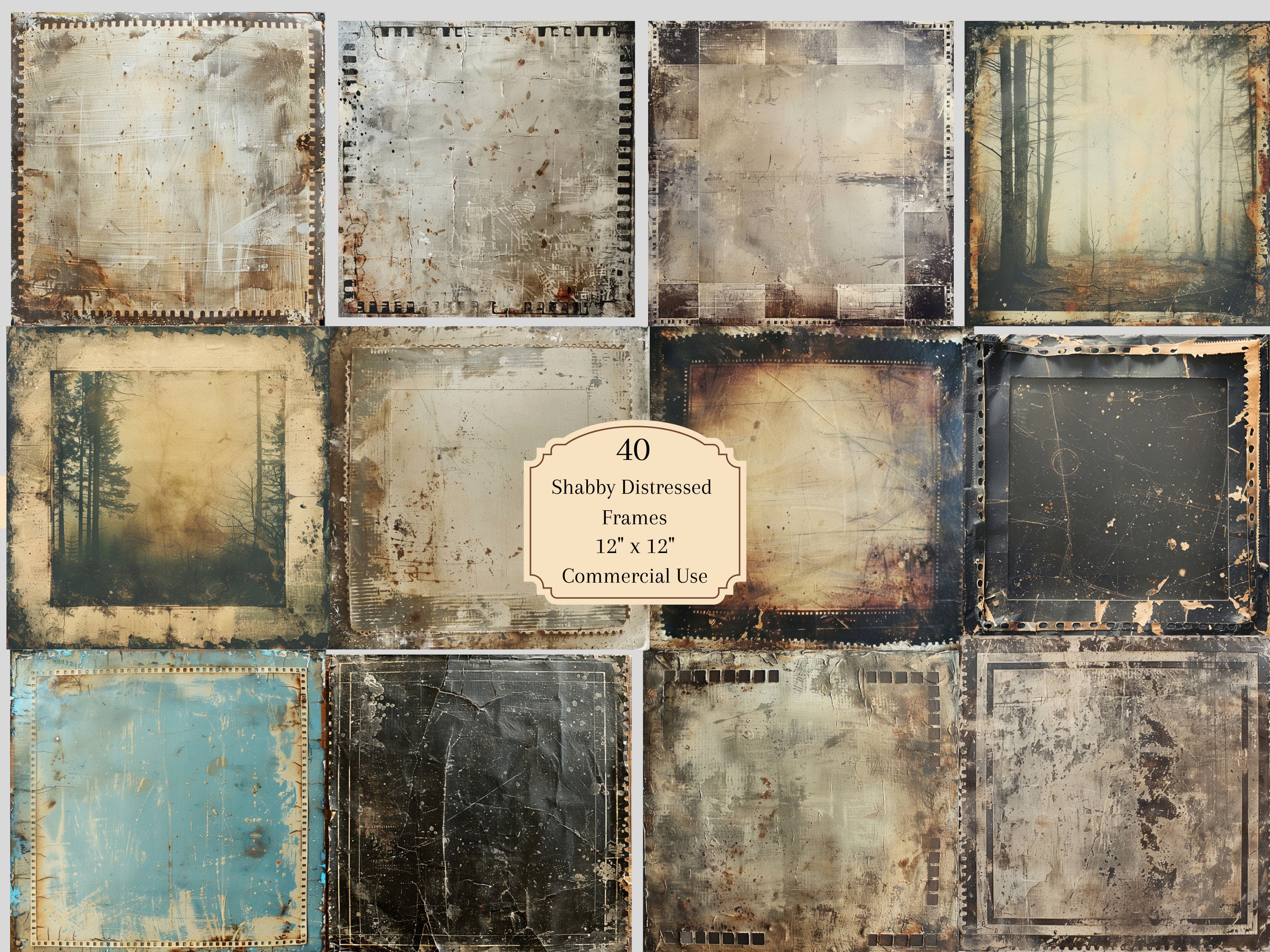 40 Old Photo Frames, Distressed Papers, Vintage Style Frames Jpeg Backgrounds, Distressed Frames ...