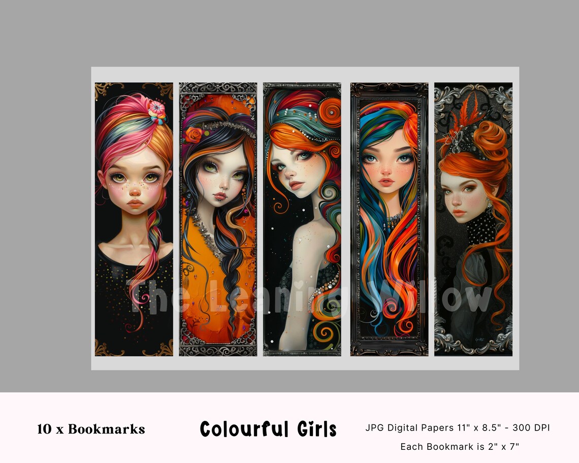 10 Girls Printable Bookmarks, Reading Bookmark Set, Quirky Girls ...