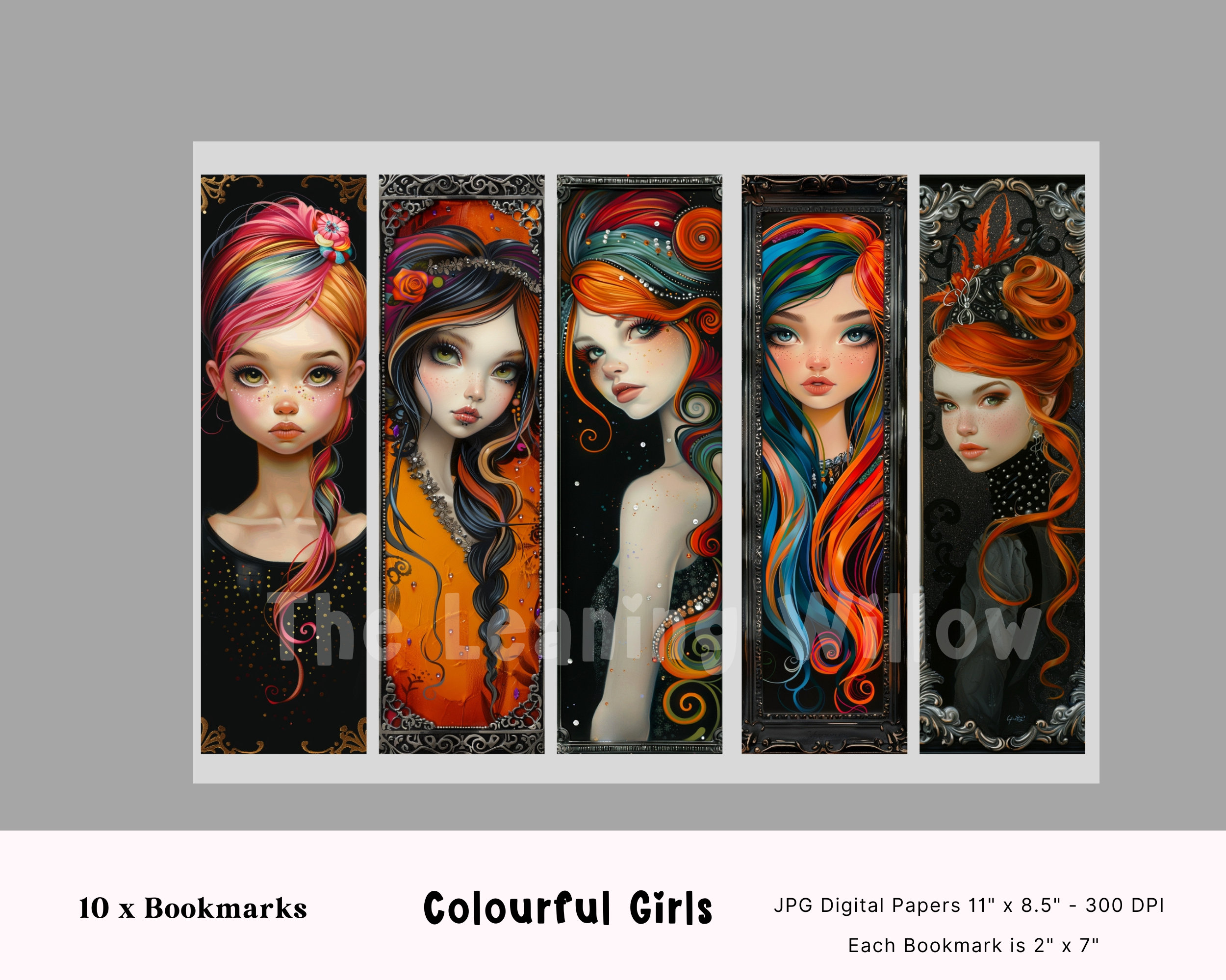 10 Girls Printable Bookmarks, Reading Bookmark Set, Quirky Girls ...