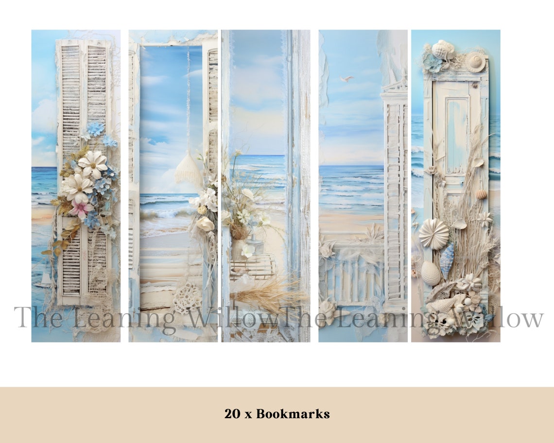 20 Beach Watercolour Printable Bookmarks, Digital Download JPG Bookmark ...