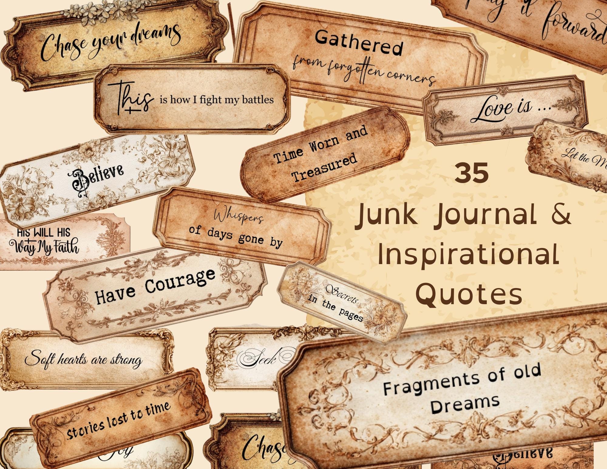 Positive and Vintage Junk Journal Quotes - 39 Quotes - Digital Download ...