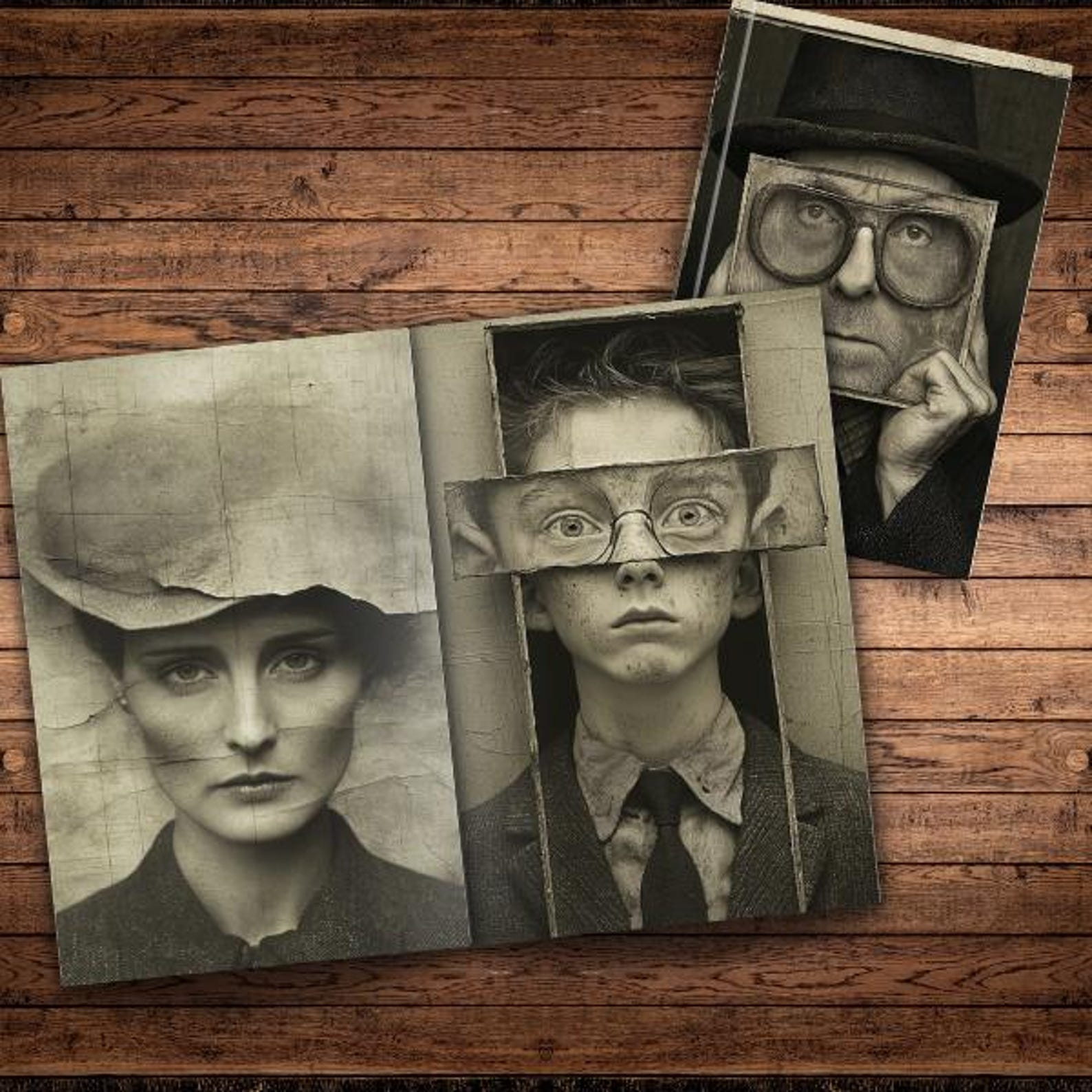 Vintage Photo Collection Distorted Quirky Black and White 25 Half ...