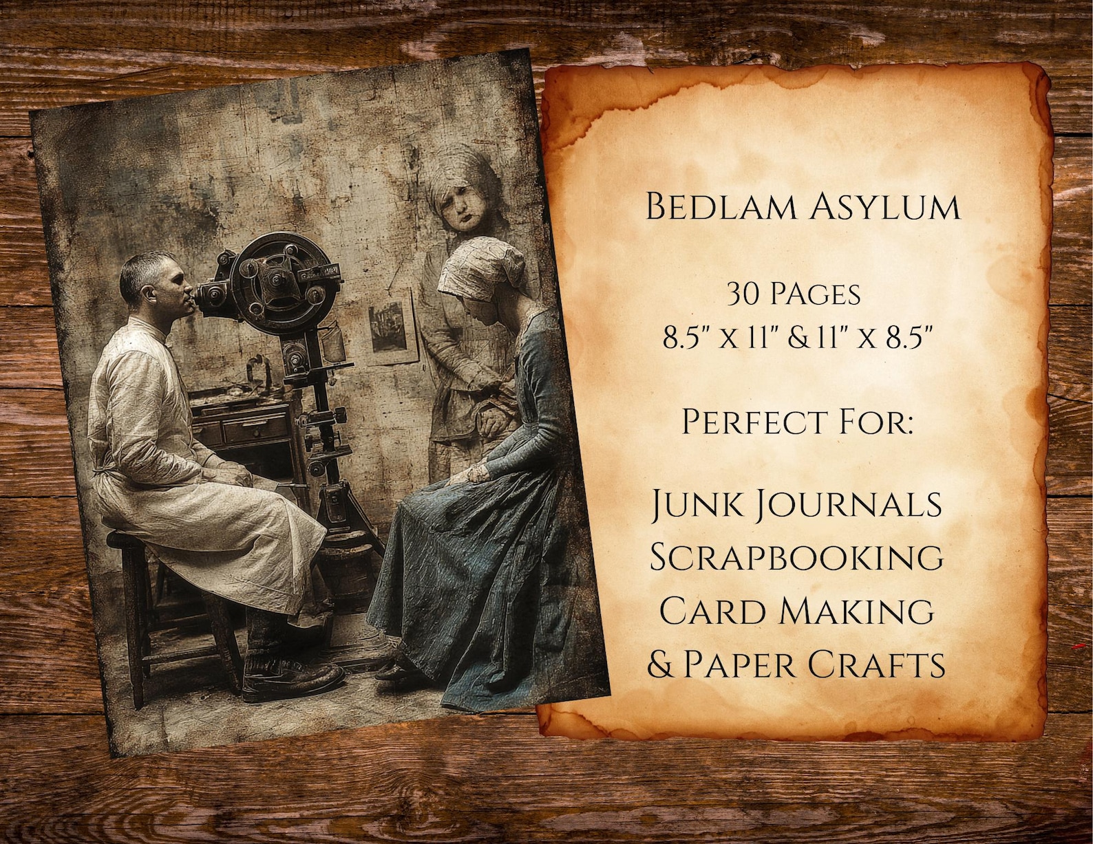 Gothic Horror Printable Papers Junk Journal, Mad House Asylum Printable ...