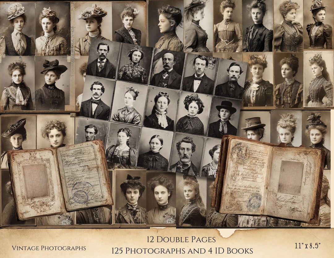Vintage Portrait Photography Ephemera, Scrapbook Paper Digital Download ...