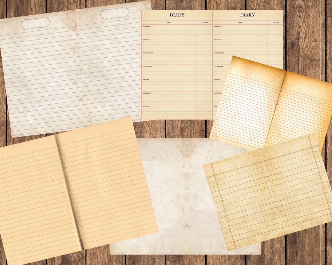 Vintage Diary Papers Grunge Notebook Paper, Junk Journal Printable ...