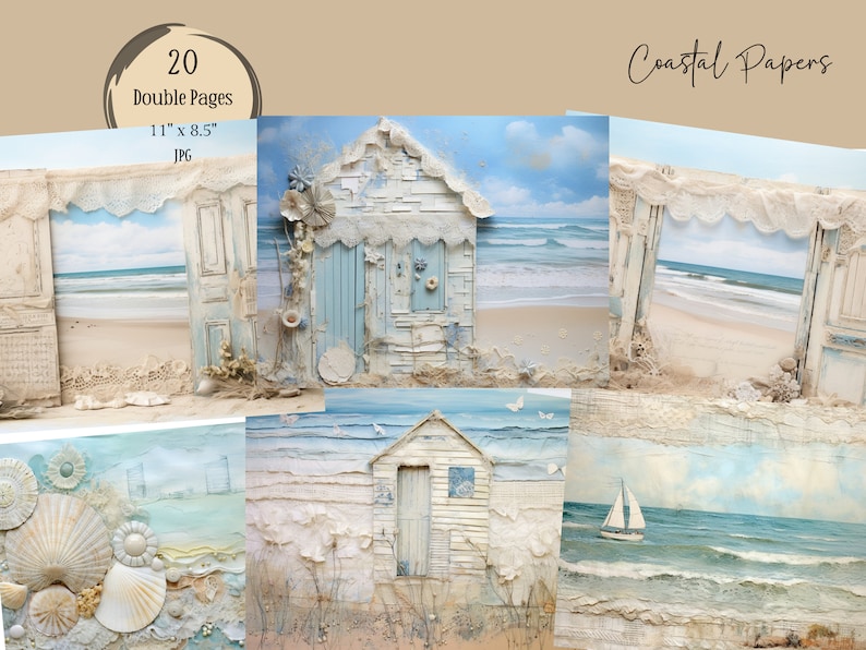 Coastal Junk Journal Kit, Coast Journal Pages, Papers, Beach Ephemera ...