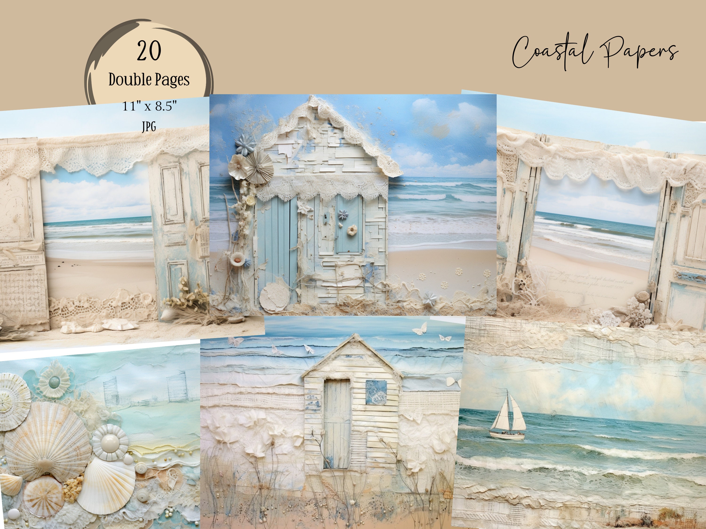 Coastal Junk Journal Kit, Coast Journal Pages, Papers, Beach Ephemera ...