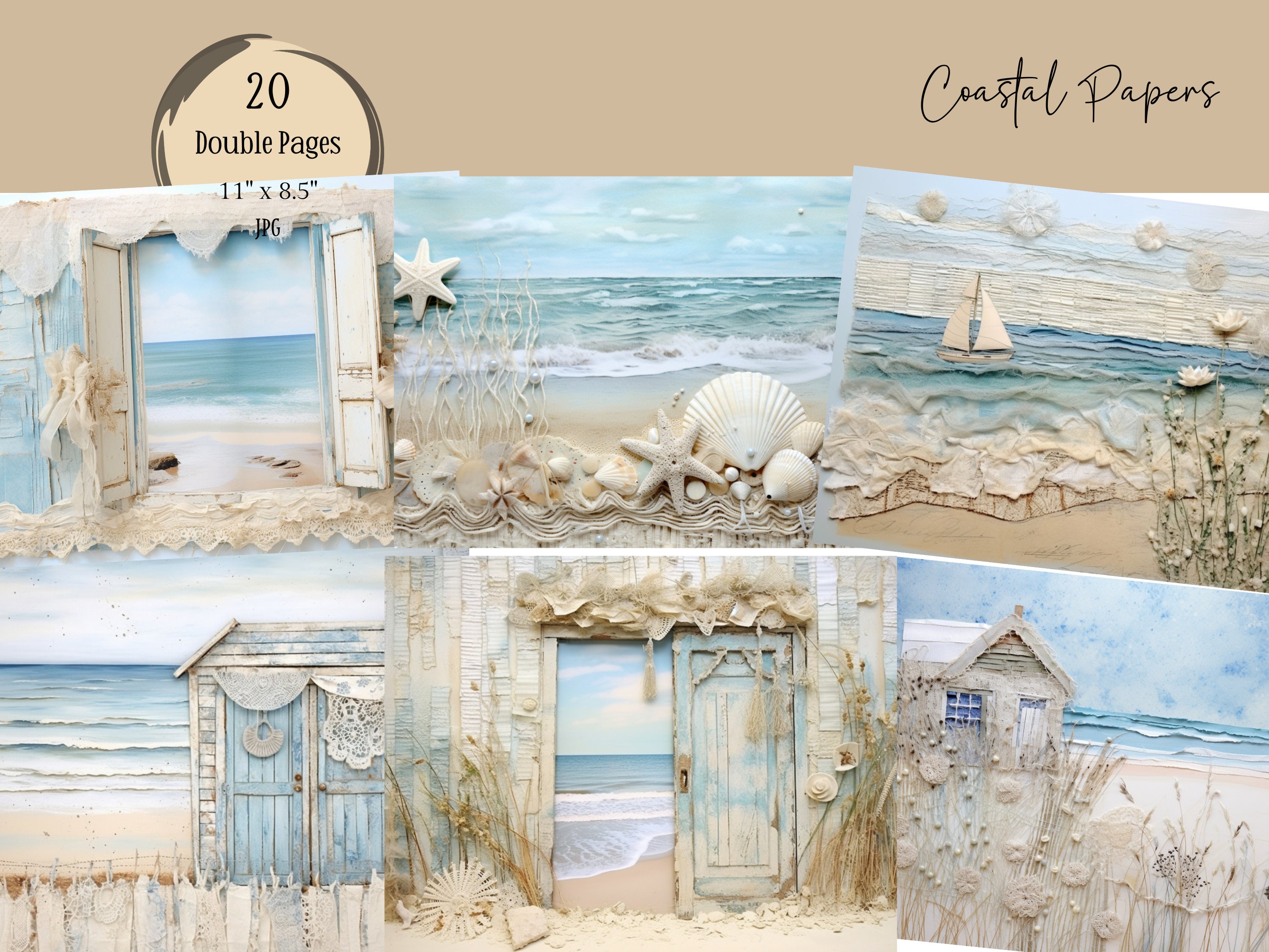 Coastal Junk Journal Kit, Coast Journal Pages, Papers, Beach Ephemera ...