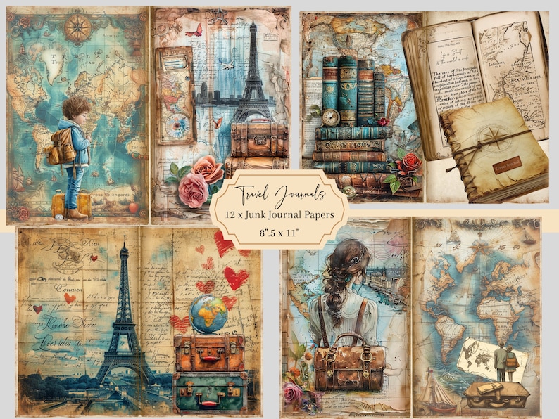 Travel Junk Journal, Traveller Junk Journal Kit, Paris Junk Journal ...