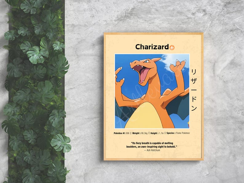 Charizard Pokemon Anime Wall Art Premium Matte Paper Print, Modern ...