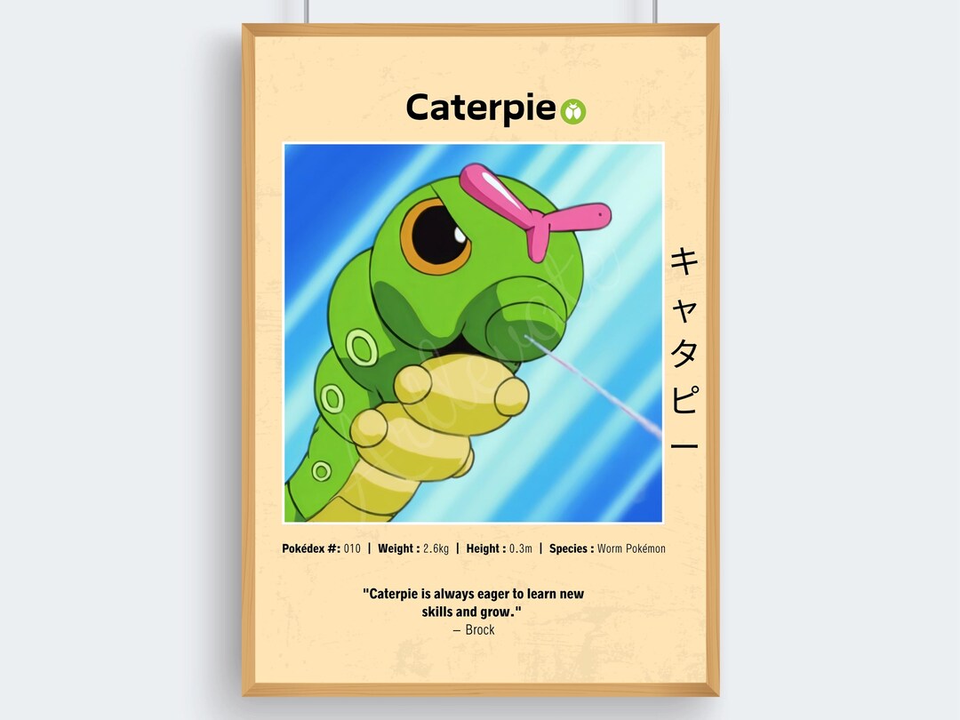 Unique Pokemon Caterpie Matte Poster Premium Wall Art, Modern Decor ...