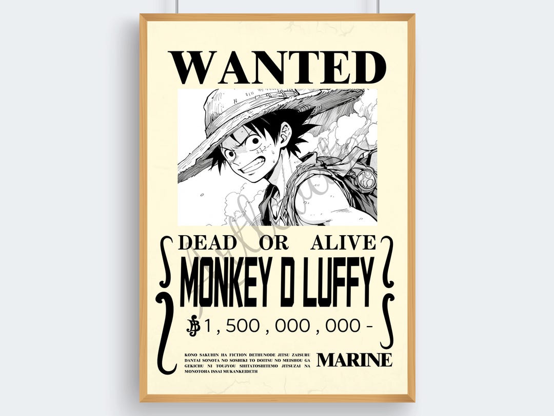 Unique Pirate Wanted Anime Poster Premium Matte Print, Modern Anime ...