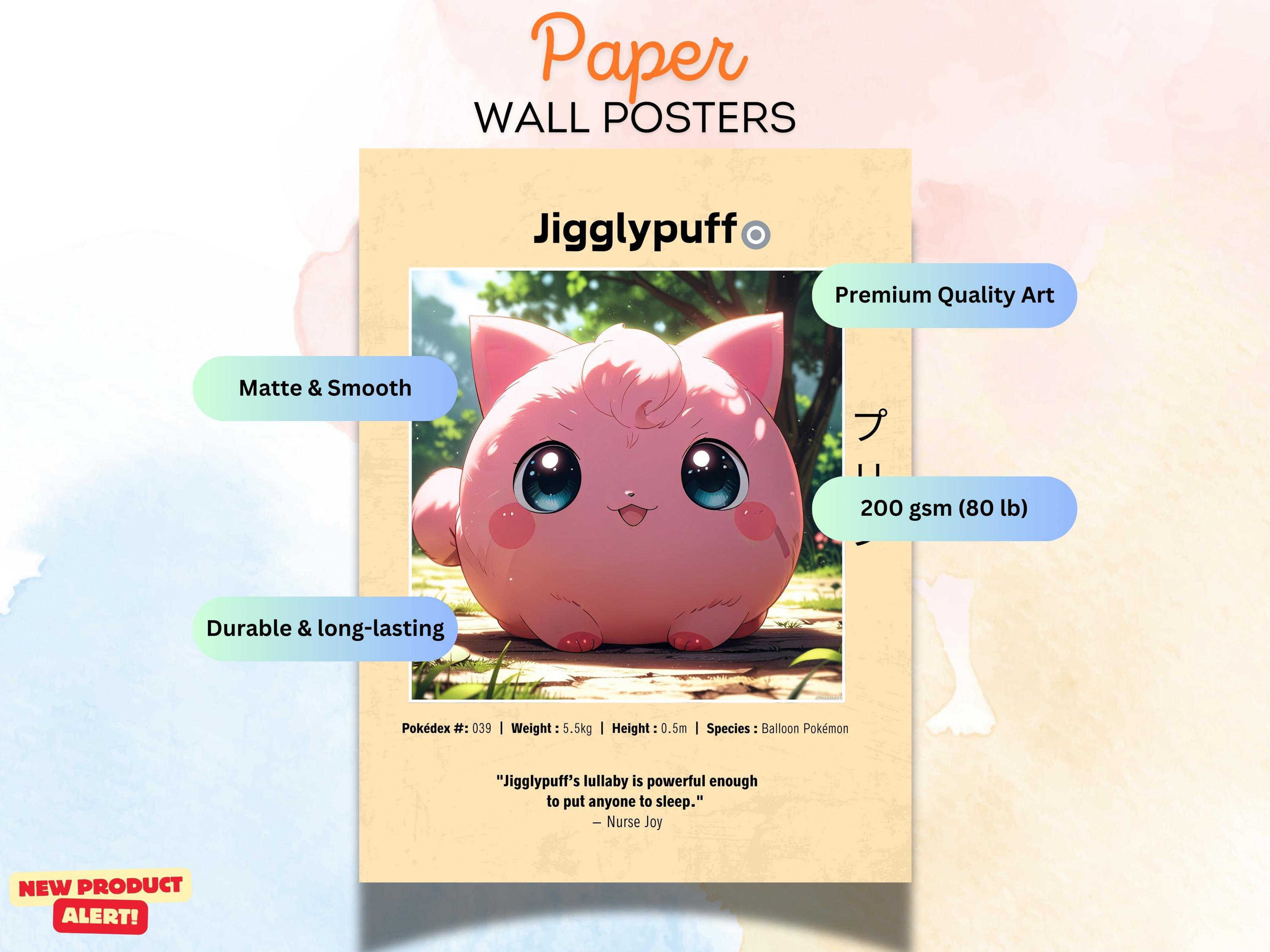 Unique Pokemon Jigglypuff Matte Poster Premium Wall Art, Modern Decor ...
