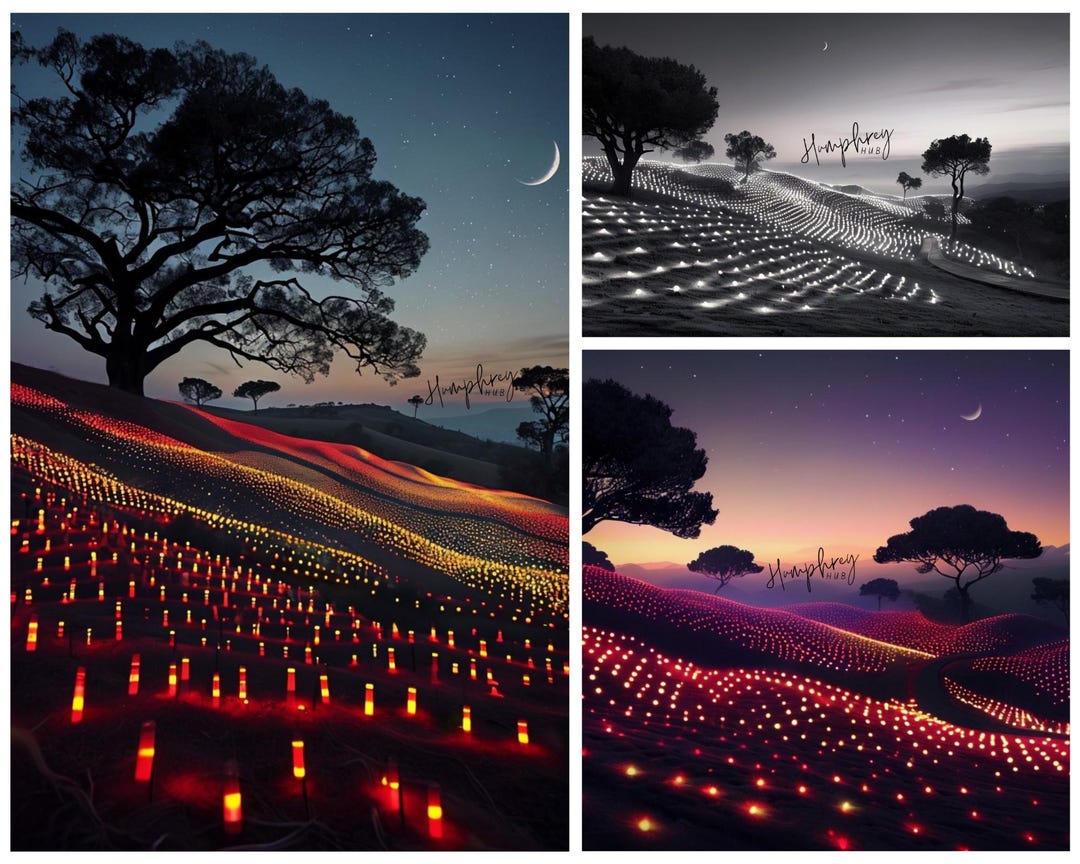 Ethereal Nightscape Digital Prints | Illuminated Fantasy Landscape ...