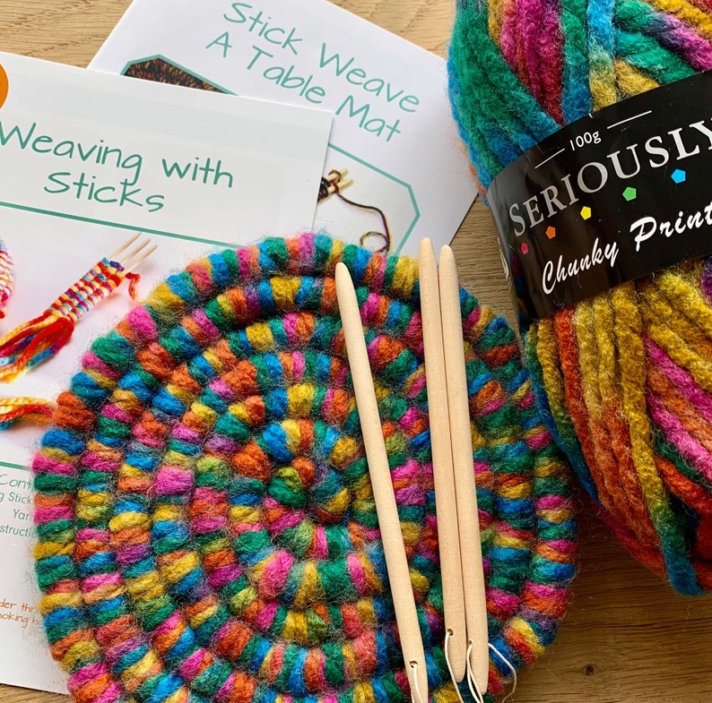 Stick weaving kit Weave a mat Craft Kit Stashbuster | Etsy