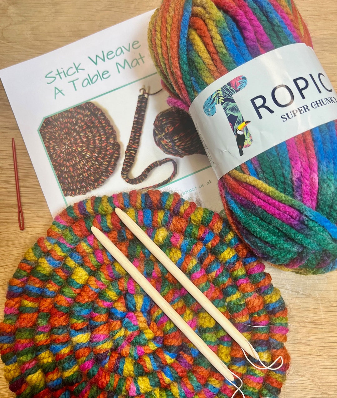 Stick Weaving Kit, Weave a Mat, Craft Kit, Stashbuster Project, Weaving ...