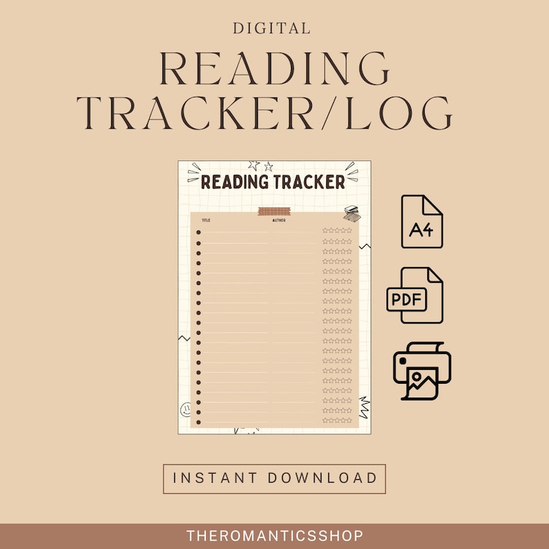 Reading Tracker Printable, Reading Log, Reading List, Book Log, Digital ...
