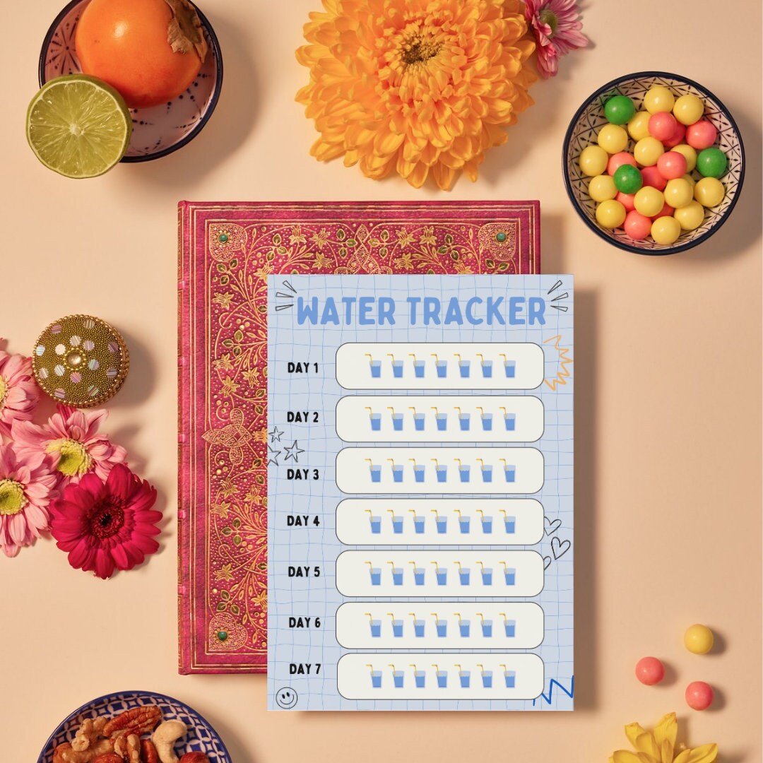 Digital Water Tracker Printable, Digital Product, Pdf, A4 7 Day Tracker ...