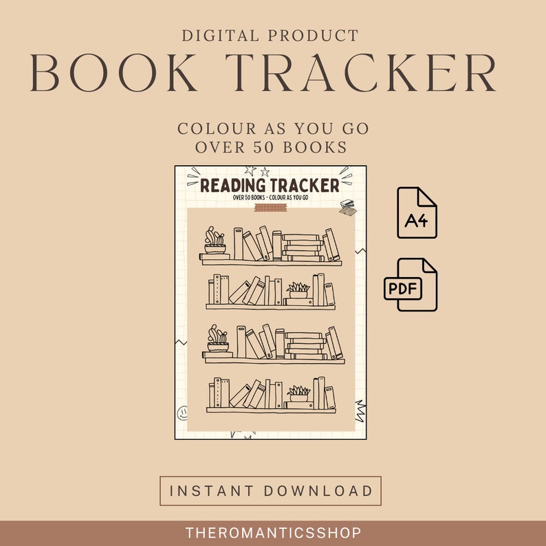 Bookshelf Tracker, Reading Tracker, Reading Log, 50 Book Reading ...