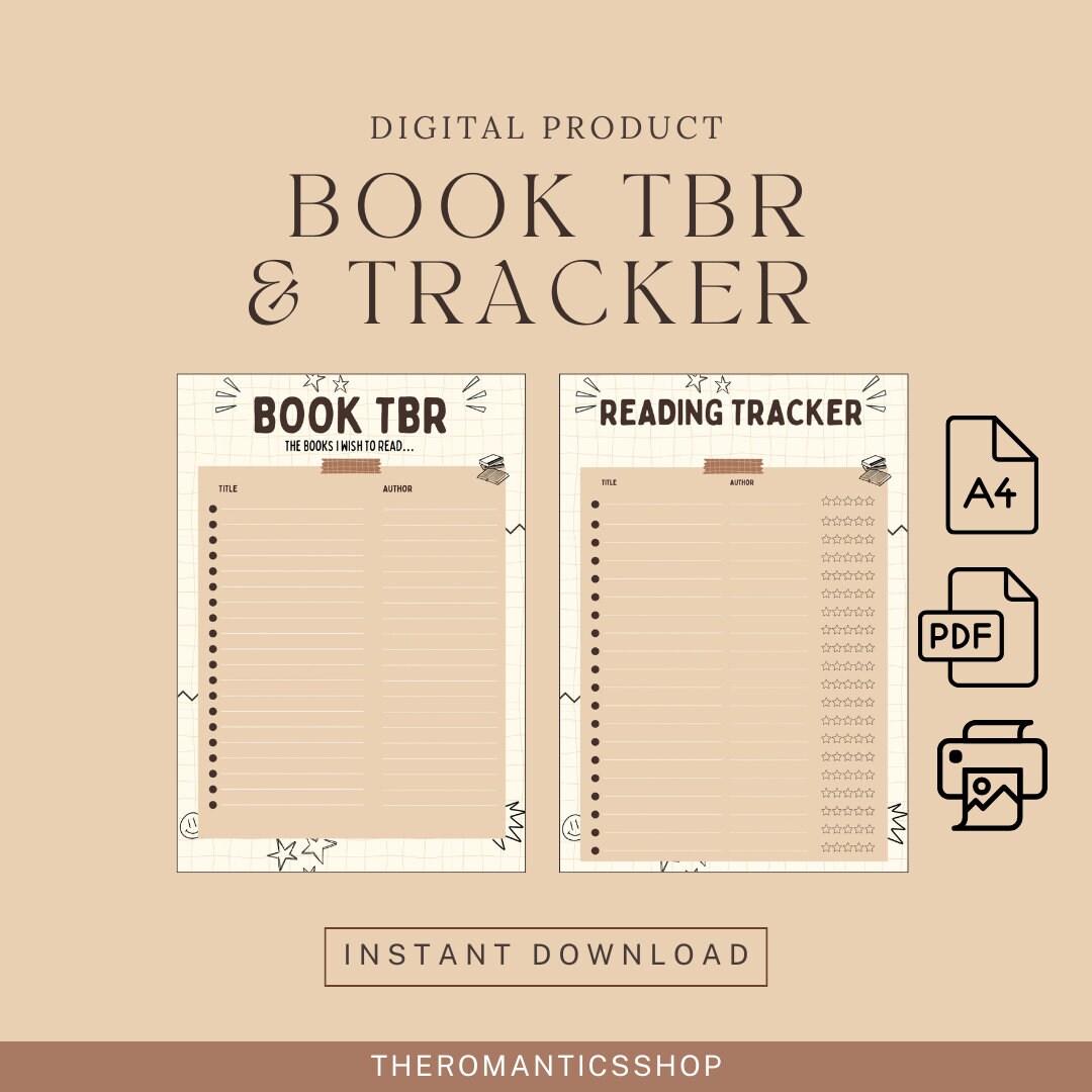 Book TBR & Reading Tracker Reading Log Pages, Instant Download, Pdf, A4 ...