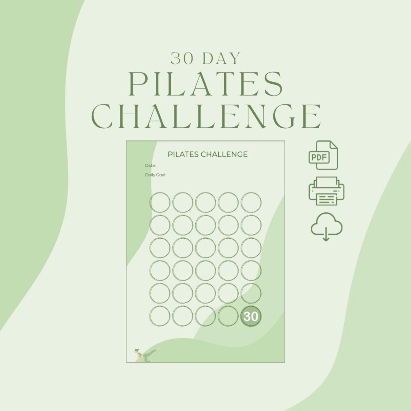 30 Day Pilates Challenge, Progress Tracker, Habit Builder, Goal Setting ...