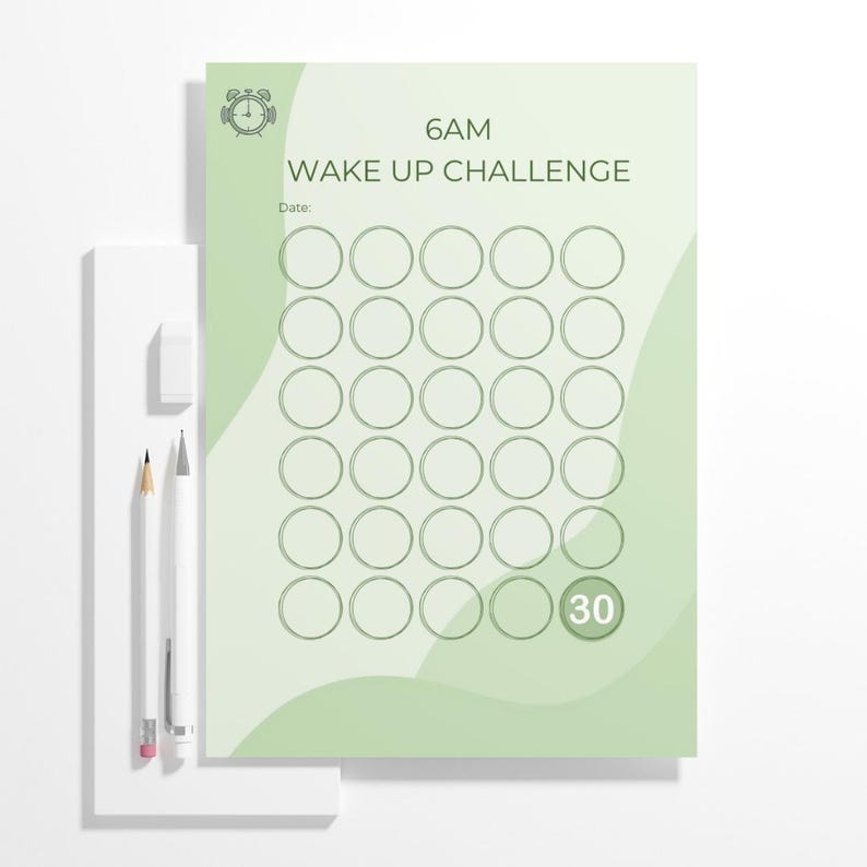 6AM Wake up Challenge, 30 Day Progress Tracker, Habit Builder, Goal ...