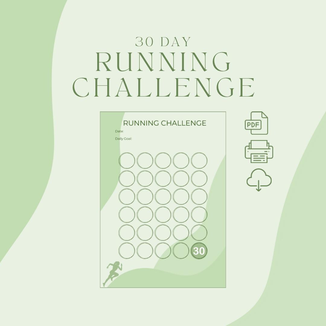 30 Day Running Challenge, Habit Tracker, Goal Setting, Printable Pdf ...