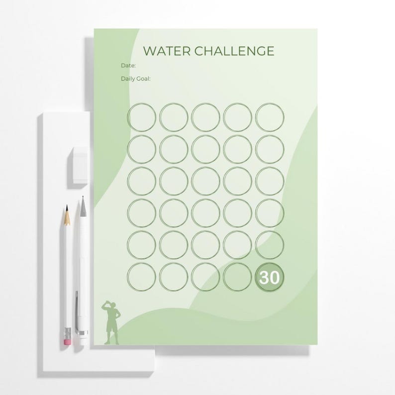 30 Day Water Intake Challenge, New Habit Builder, Goal Setting ...
