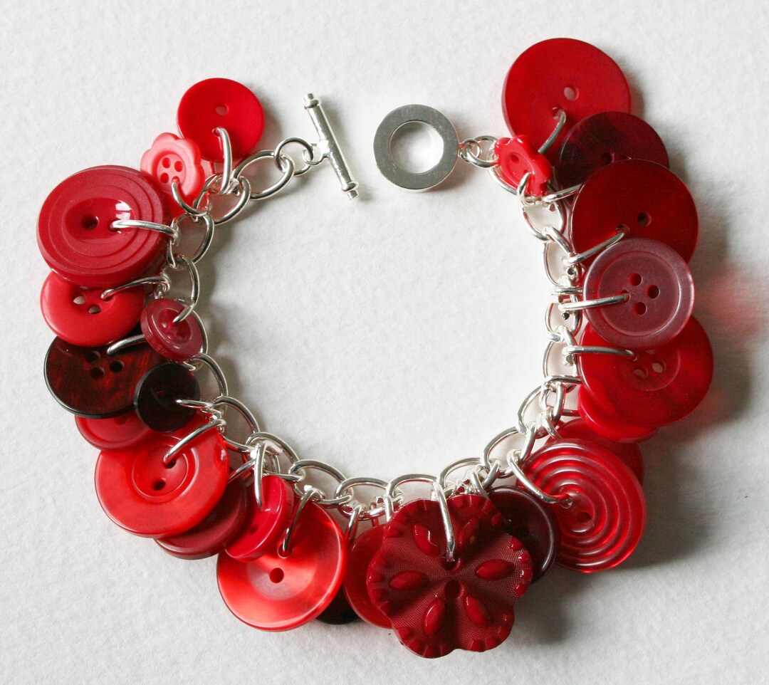 Button Charm Bracelet Cherry Red - Etsy