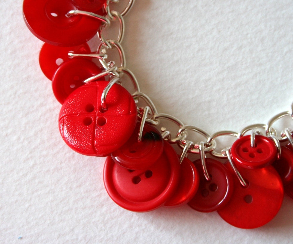 Red Rose Button Bracelet - Etsy