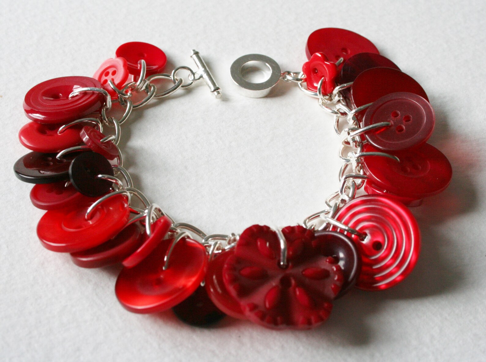 Button Charm Bracelet Cherry Red - Etsy