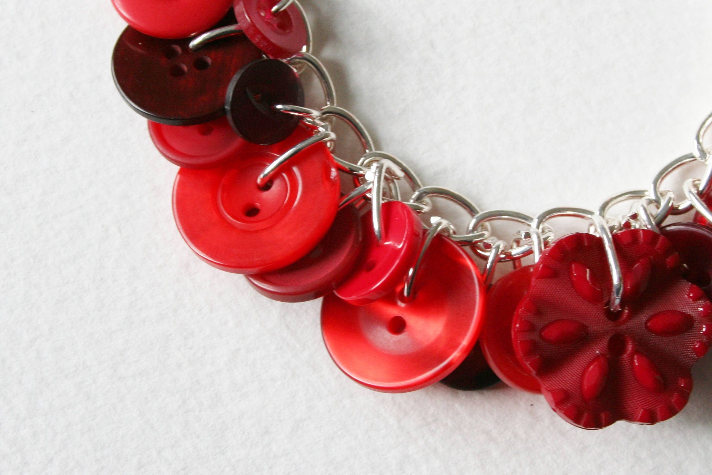 Button Charm Bracelet Cherry Red - Etsy