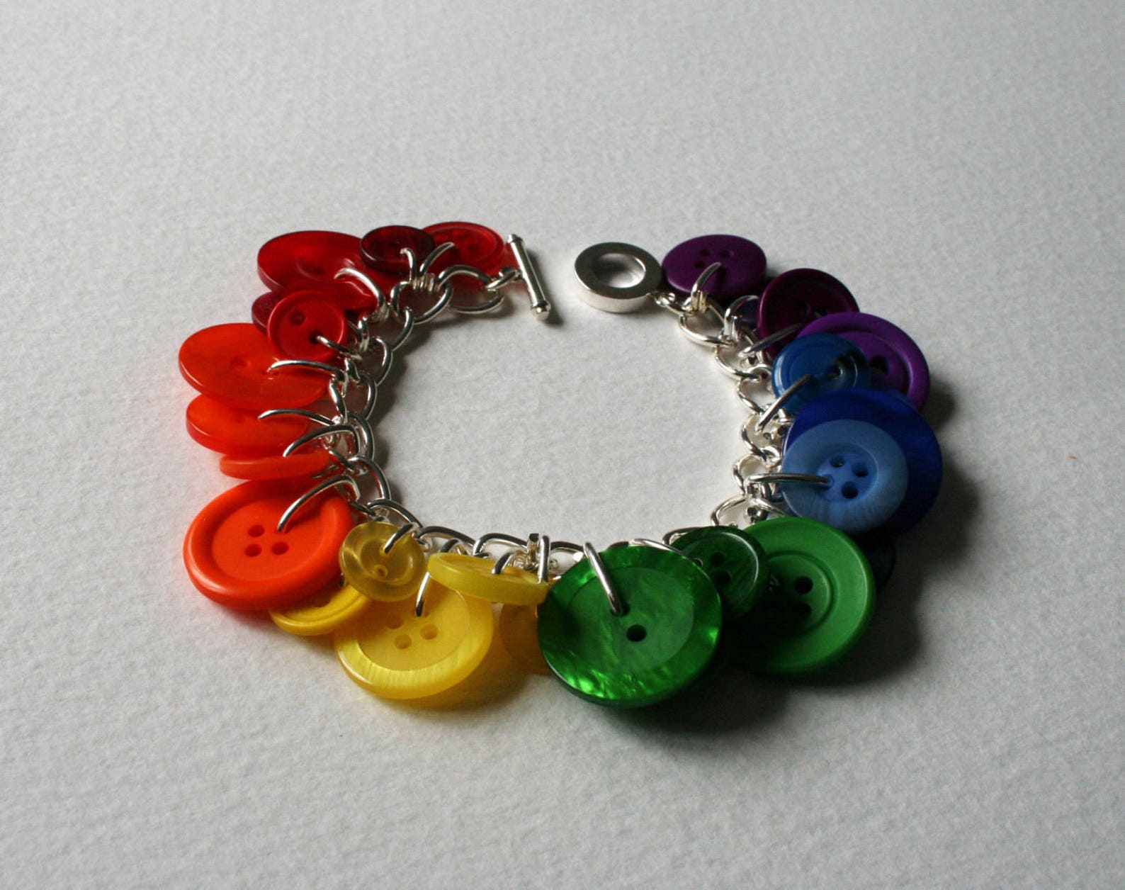 Rainbow Button Charm Bracelet Rainbow Multicolors Love and Support - Etsy